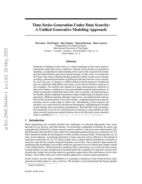Pdf Time Series Generation Under Data Scarcity A Unified Generative