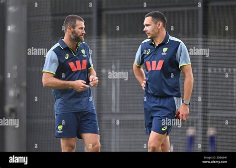 Michael Nesser Left And Scott Boland During An Australia Cricket Team Training Session At