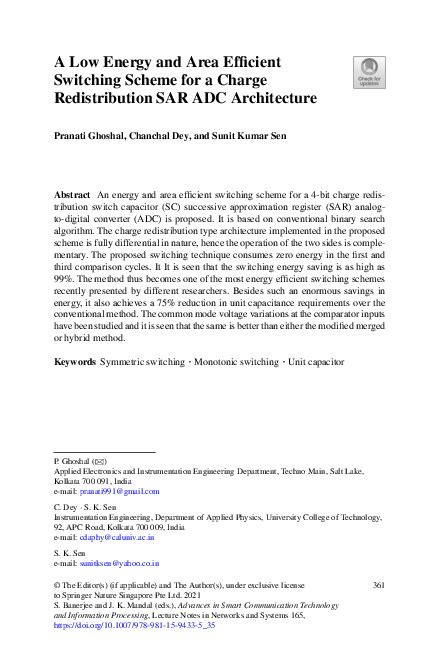 Pdf A Low Energy And Area Efficient Switching Scheme For A Charge