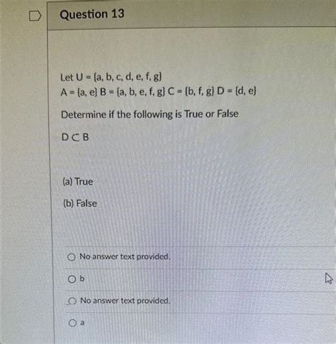 Solved Let U A B C D E F G Chegg Com
