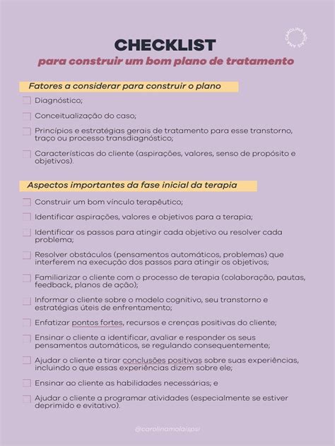 Checklist Plano De Tratamento Pdf