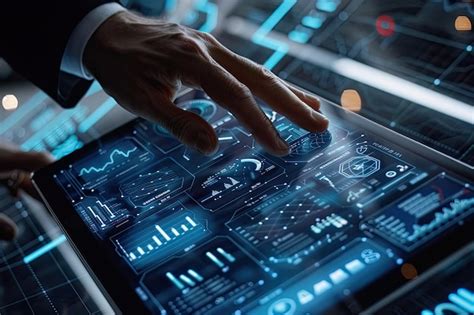 Professionals Exploring Data Analytics On Digital Tablet In Modern Business Setting Premium Ai