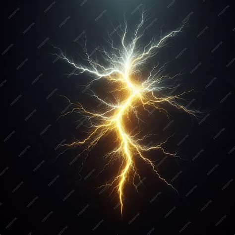 Glowing Lightning Bolt Effect Isolated On Black Background Premium Ai