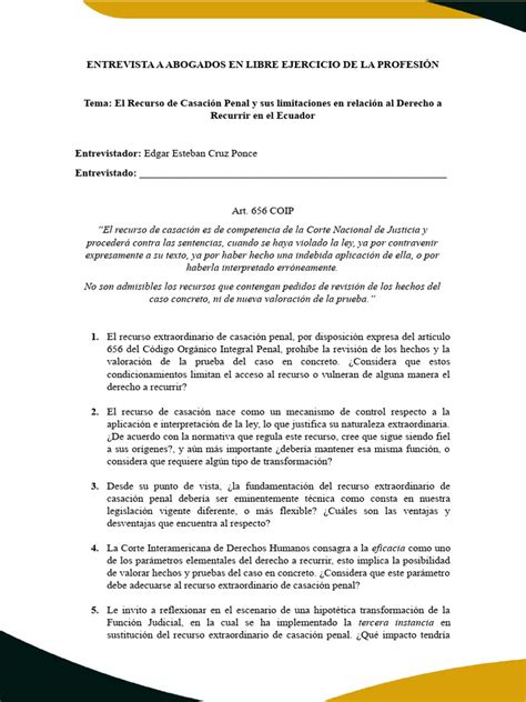 El Recurso De Casación Pdf Principios éticos Ley Pública
