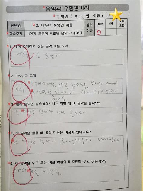 엄마가 임영웅 팬인 초등학생의 수행평가지 촬스의 이슈와 유머