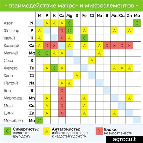 Таблица о совместимости макро и микроэлементов Растения Огород