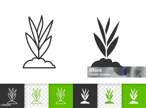 草簡單的黑線向量圖示向量圖形及更多一組物體圖片 一組物體 側影 剪裁圖 Istock