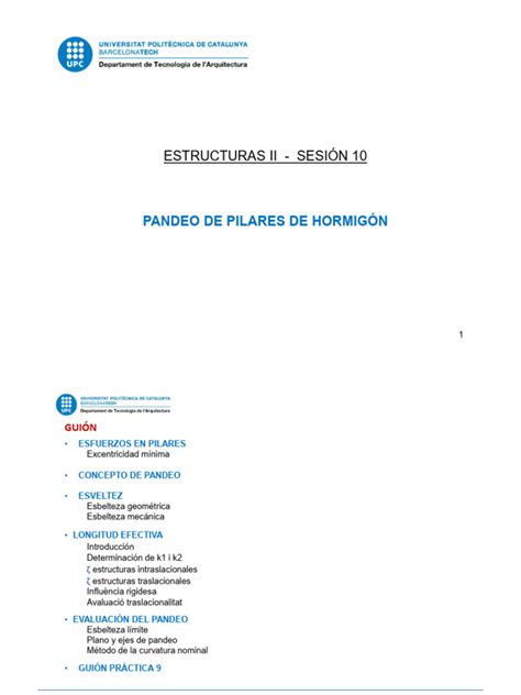 Sesión 10 Pandeo De Pilares Pdf Pandeo Columna