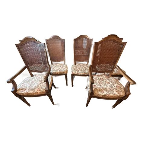 Vintage Ethan Allen Cane Back Dining Chairs Set Of 6 Chairish