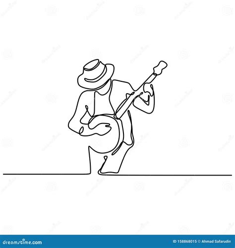 Continuous Line Drawing Banjo Stock Illustrations 21 Continuous Line
