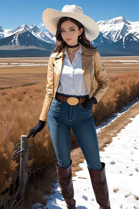 A Lady Wearing Cowgirl Style 013 Punk Female Character Design Affordable Fashion Women