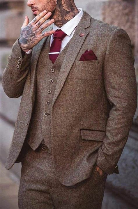 Men Tweed Suit Brown Tweed Suit Men Winter Suit Winter Etsy