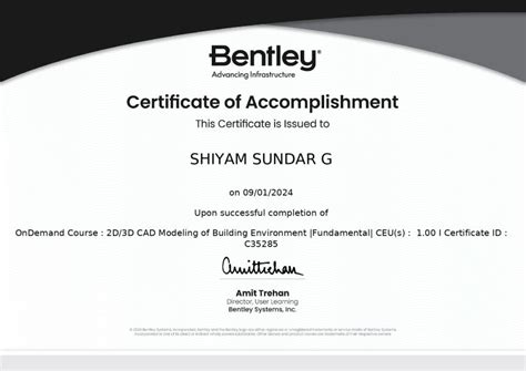 Shiyam Sundar On Linkedin Successfully Completed The Bentley Systems Courses Via