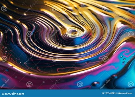 Iridescent Liquid Metal Surface With Ripples Abstract Background