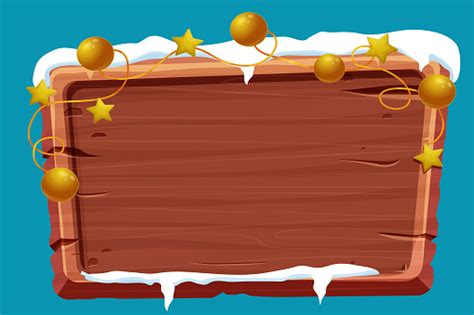 눈과 금빛 별이 있는 오래된 나무 간판 만화 스타일의 공 흰색 배경에 격리된 빈 프레임 방향 판자 시즌 장식 0명에 대한 스톡 벡터 아트 및 기타 이미지 Istock