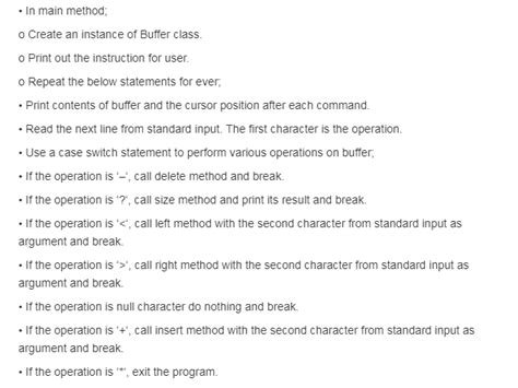 Solved Text Editor Buffer Develop A Data Type For A Buffer In A Text 1 Answer
