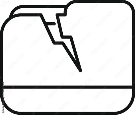 Simple Open Folder Icon Is Breaking Apart With A Lightning Bolt Representing Data Loss Or Simple Open Folder Icon Is Breaking Apart With A Lightning Bolt Representing Data Loss Or