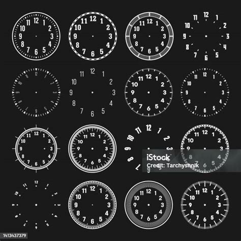 기계식 시계는 아라비아 숫자 베젤로 향합니다 화이트 워치는 분 시간 표시 및 숫자로 다이얼합니다 타이머 또는 스톱워치 요소 분할이 있는 빈 측정 원 눈금 벡터 일러스트 레이
