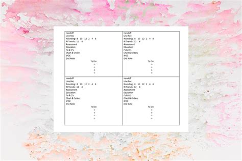 Nurse Shift Checklist Patient Shift Organizer Pdf Etsy