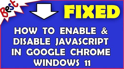 How To Enable Disable JavaScript In Google Chrome Windows 11 YouTube