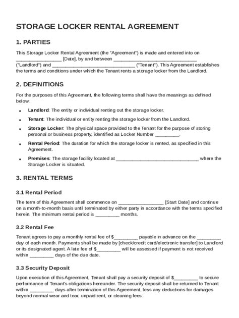 Storage Locker Rental Agreement Template Fill Out And Sign Online Dochub