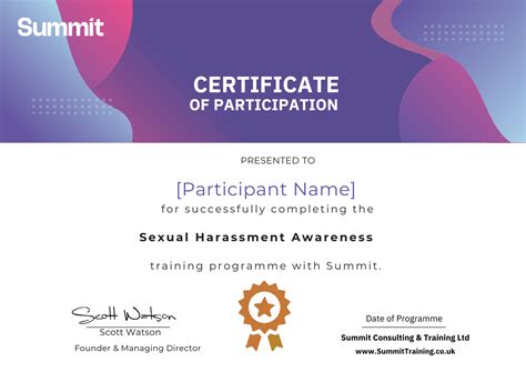 Sexual Harassment Awareness Training Summit Training
