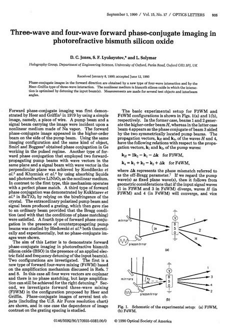 Pdf Three Wave And Four Wave Forward Phase Conjugate Imaging In