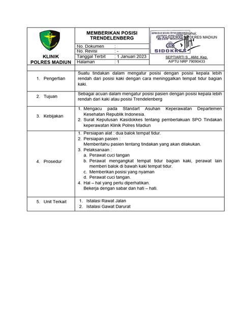 Memberikan Posisi Trendelenberg Pdf