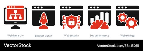 A Set Of 5 Seo Icons As Web Hierarchy Browser Vector Image