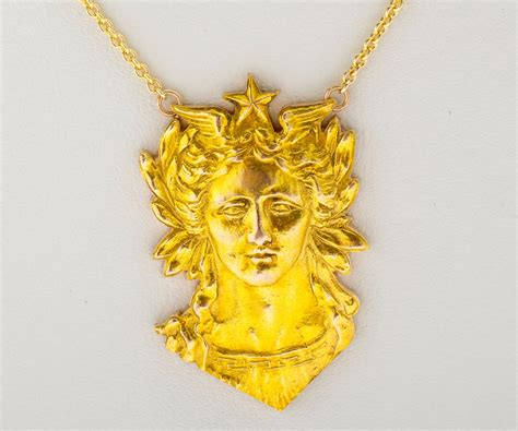 Antique Necklace Antique Art Nouveau 1014k Yellow Gold Lady