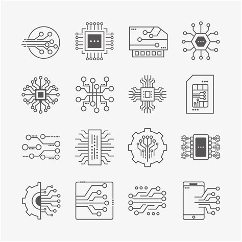 Sixteen Electronic Circuits Icons 4210247 Vector Art At Vecteezy