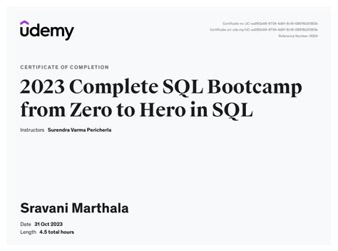 Sravani Marthala On Linkedin Udemy Course Completion Certificate