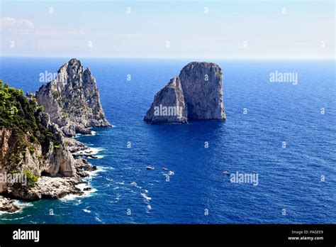 Gorgeous Landscape Of Famous Faraglioni Rocks On Capri Island Italy