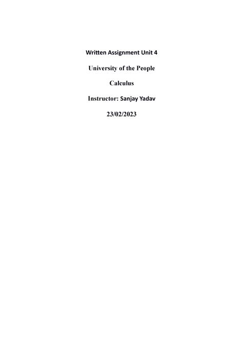 written assignment unit 4 to find p c we need to know the profit
