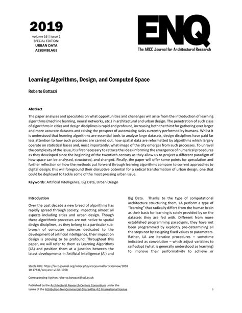 Pdf Learning Algorithms Design And Computed Spaces