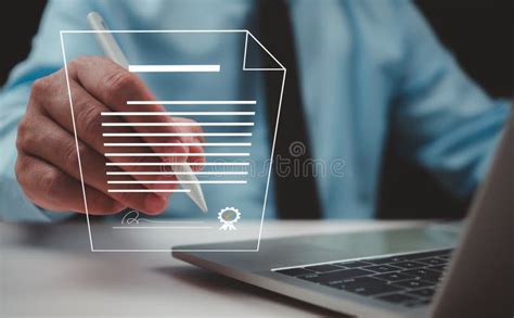 Electronic Signature Concept Businessman Signing Agreement Document Or