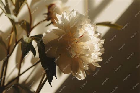 Premium Photo A Peony Flower With Shadow Is Beige Snapshot Aesthetic Kanimated S