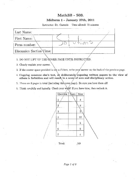 solutions midterm exam 1 calculus and its applications math 3b