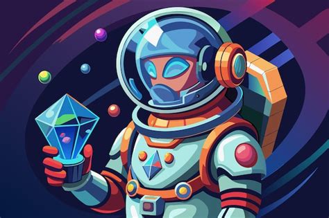 premium vector an illustration of a astronaut holding a cube with a