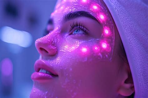 Mulher Recebendo Terapia De Luz Led De Espectro Para Limpeza De Pele Em Close Up Extremo Ia
