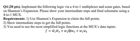 Q4 20 Pts Implement The Following Logic Via A