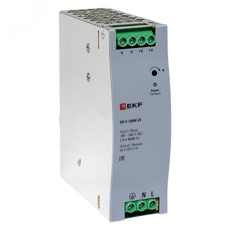 Блок питания на дин рейку 120 вт, 220 В AC /24 В DC артикул DR-E-120W ...