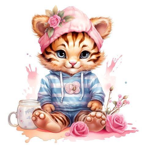 Premium Photo Beautiful Baby Tiger Nursery Clipart Illustration