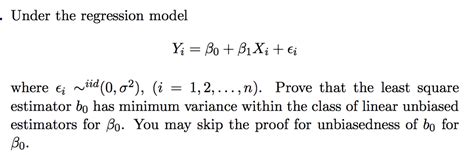 Solved Under The Regression Model Where Ei ~iid 0 2