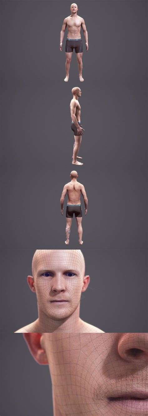 An Image Of A Mans Face And Body With Multiple Angles To The Side