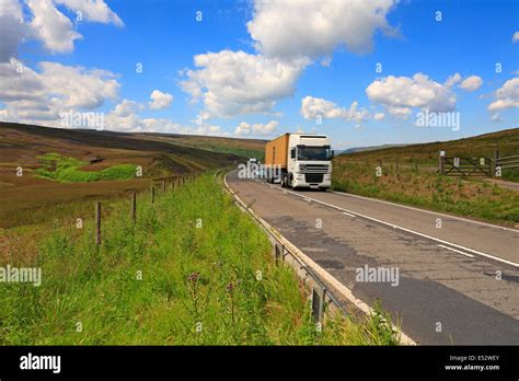 Traffic On Woodhead Pass In Longdendale Derbyshire Peak District