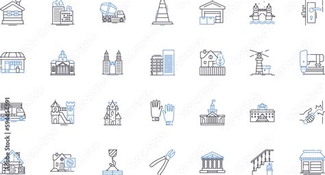 Framework Plan Line Icons Collection Strategy Blueprint Layout Outline Proposal Roadmap