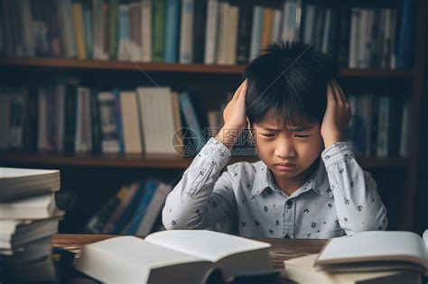 学习压力巨大的男孩高清图片下载 正版图片600742271 摄图网