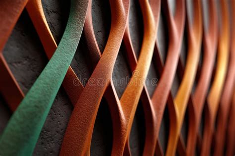 Curved Metal Structure With Colored Bands Abstract Architectural Element Stock Illustration