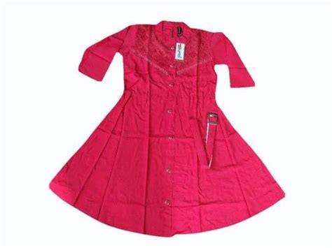 Women Red One Piece Dress 34th Sleeves Casual Wear At ₹ 290piece In